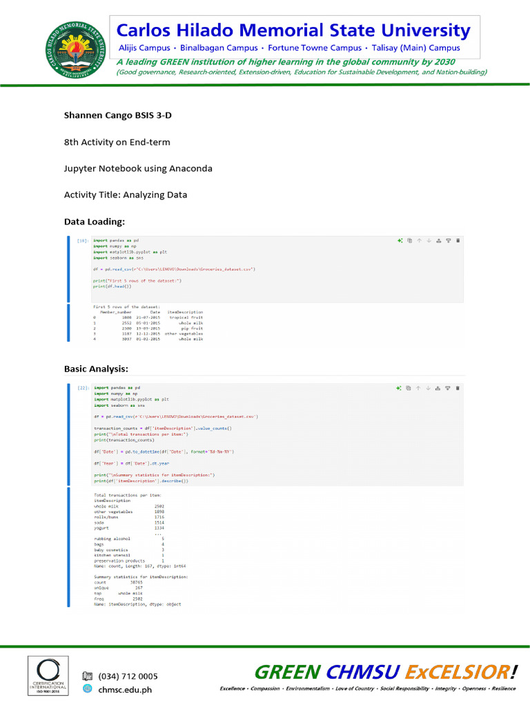 Jupyter Notebook Activity | PDF