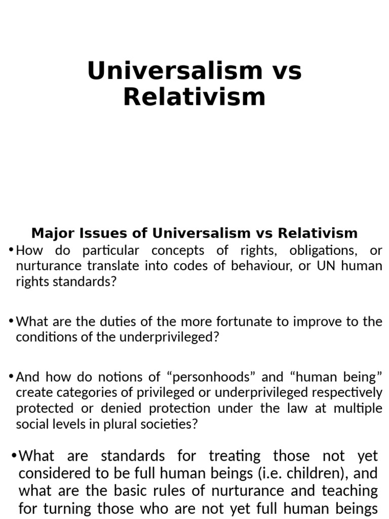 Week 2 Universalism vs Relativism | PDF | Human Rights | Anthropology
