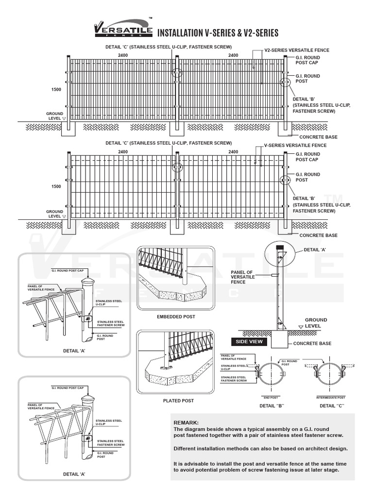 Versatile Fence Installation Details | PDF | Screw | Joining