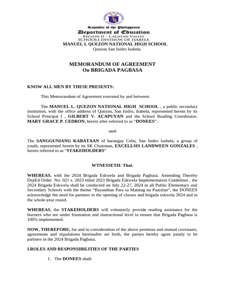 Moa Brigada Pagbasa Sy 2024-2025 MLQ | PDF