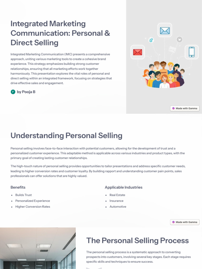 Integrated Marketing Communication Personal and Direct Selling | PDF ...