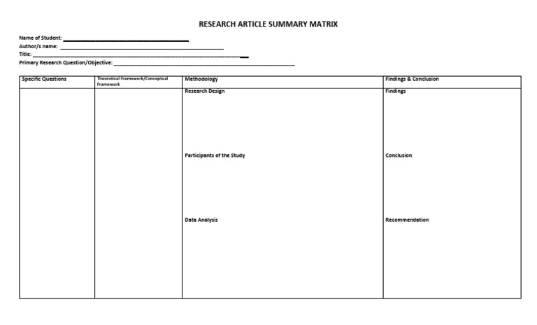 RA Matrix - Print | PDF