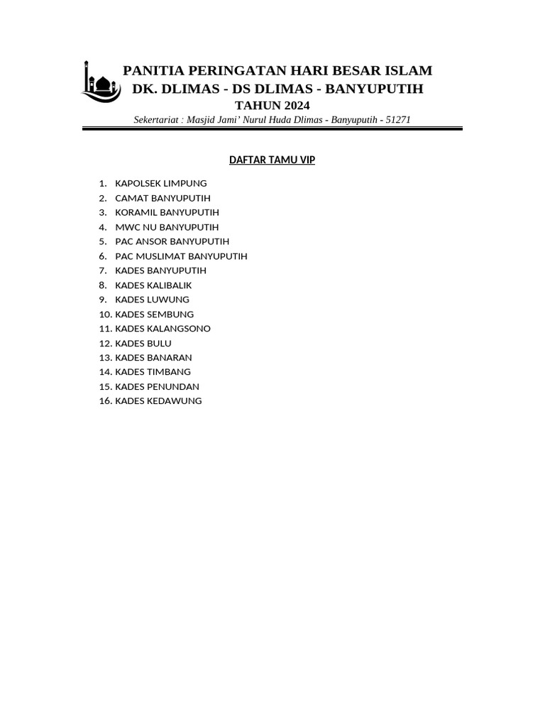 Daftar Tamu Vip | PDF