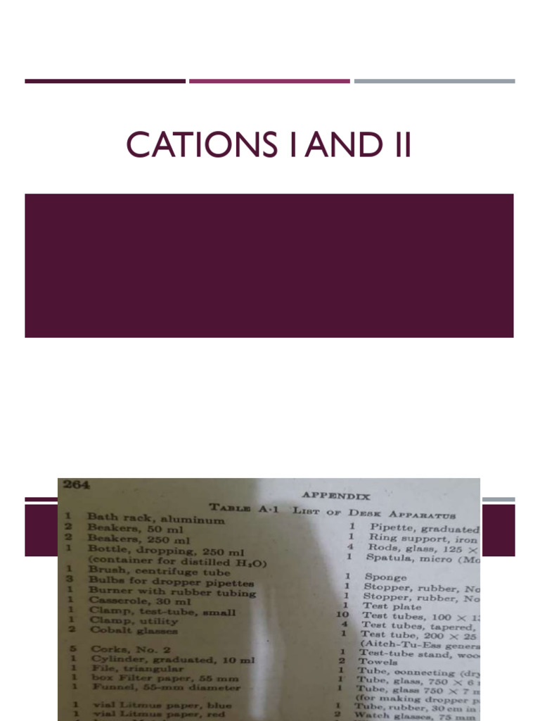 Cation Identification Techniques and Groups | PDF