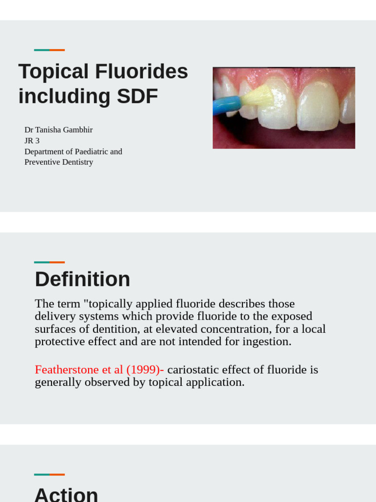 Topical Fluorides Including SDF | PDF | Fluorine | Dentistry