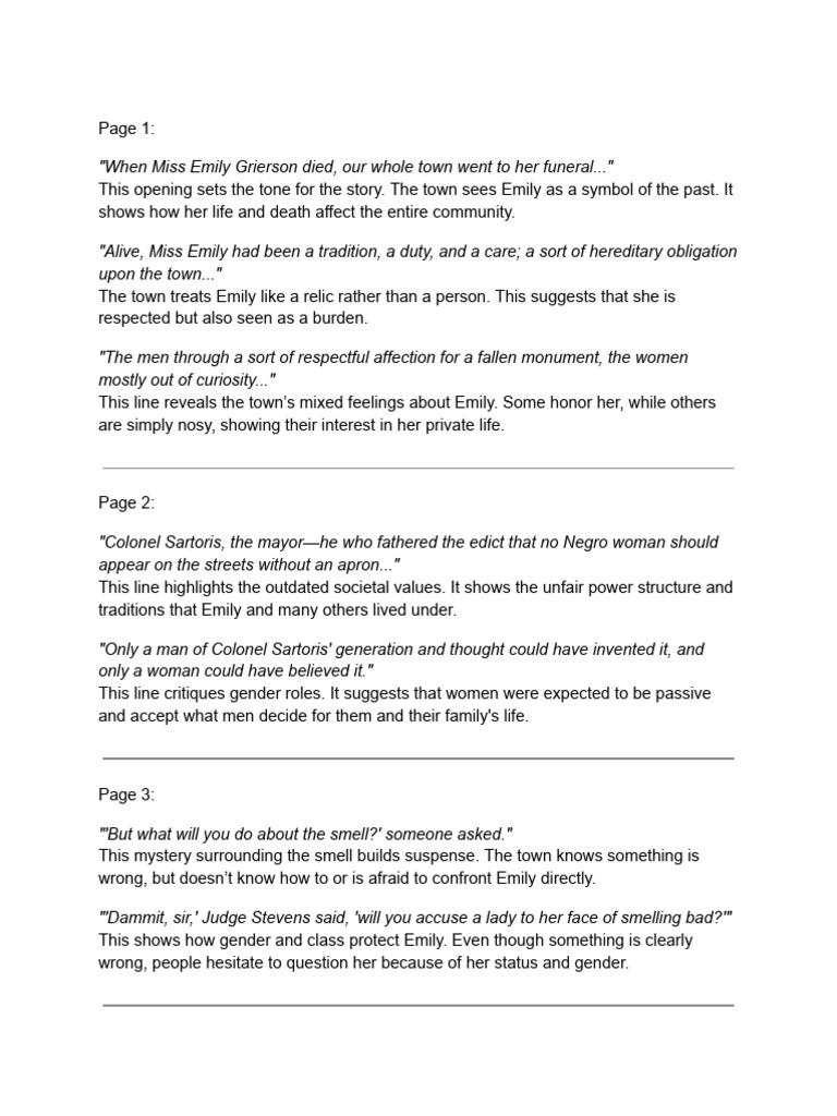 Annotations for "A Rose for Emily" | PDF