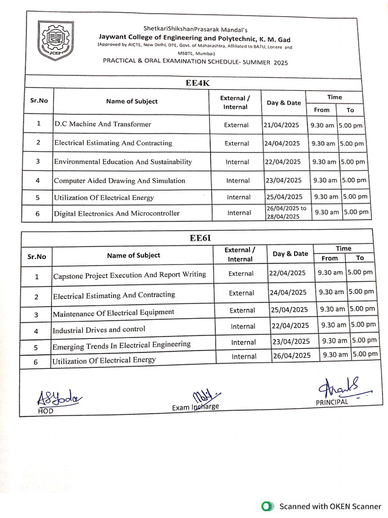 Internal External Time Table - 2 | PDF