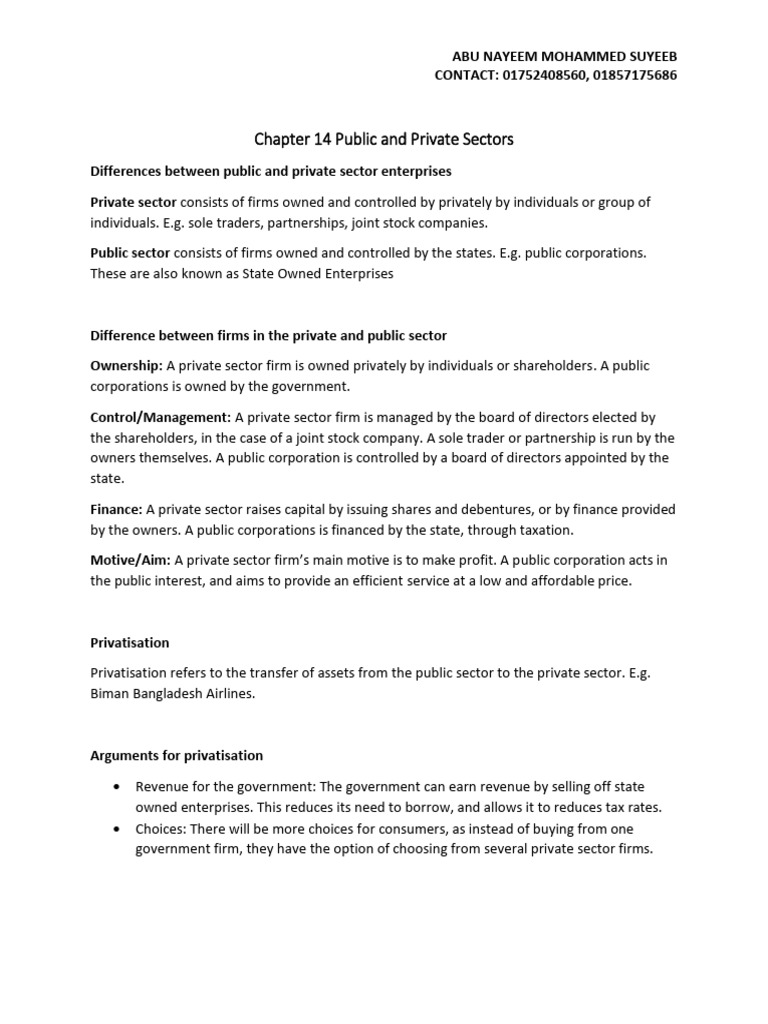 Chapter 14 Public and Private Sectors | PDF | Privatization | State Owned Enterprise
