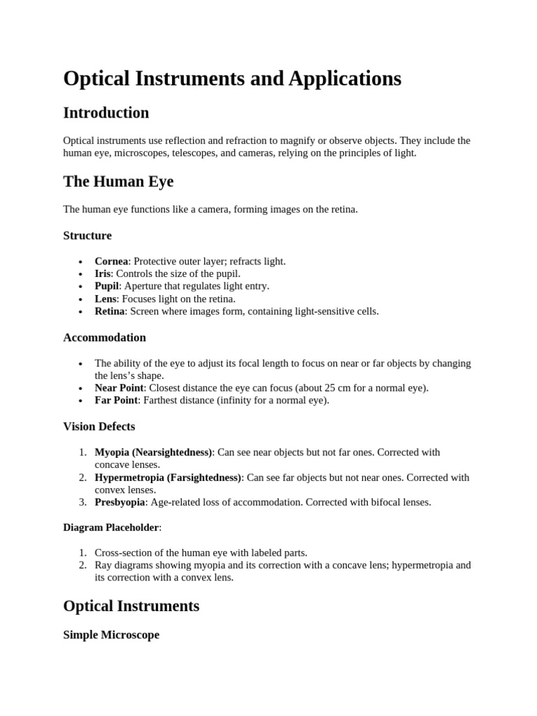 Optical Instruments and Applications | PDF | Optics | Eye
