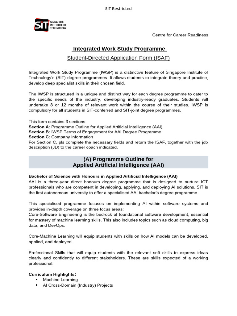 IWSP Application Form for AAI Degree | PDF | Artificial Intelligence | Intelligence (AI) & Semantics