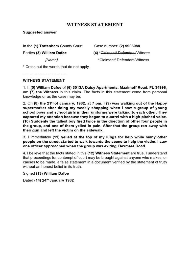 Tottenham County Court Witness Statement | PDF | Justice | Crime & Violence