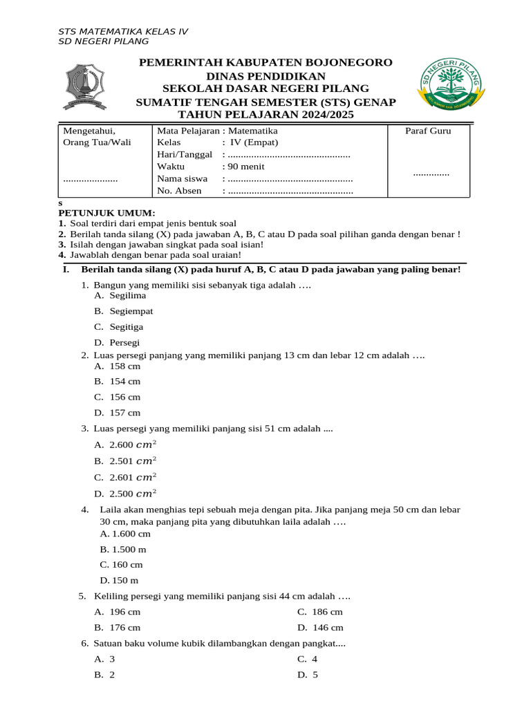 STS MTK KELAS 4 | PDF