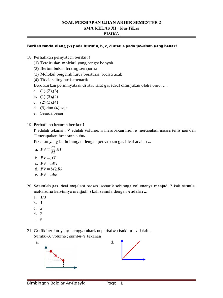 Soal-Fisika-Kelas - Xi K13 Uas | PDF