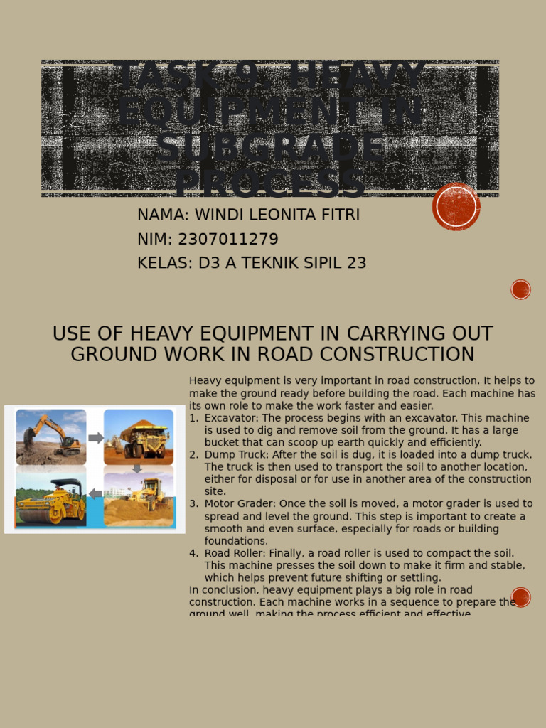 Heavy Equipment for Road Subgrade Prep | PDF