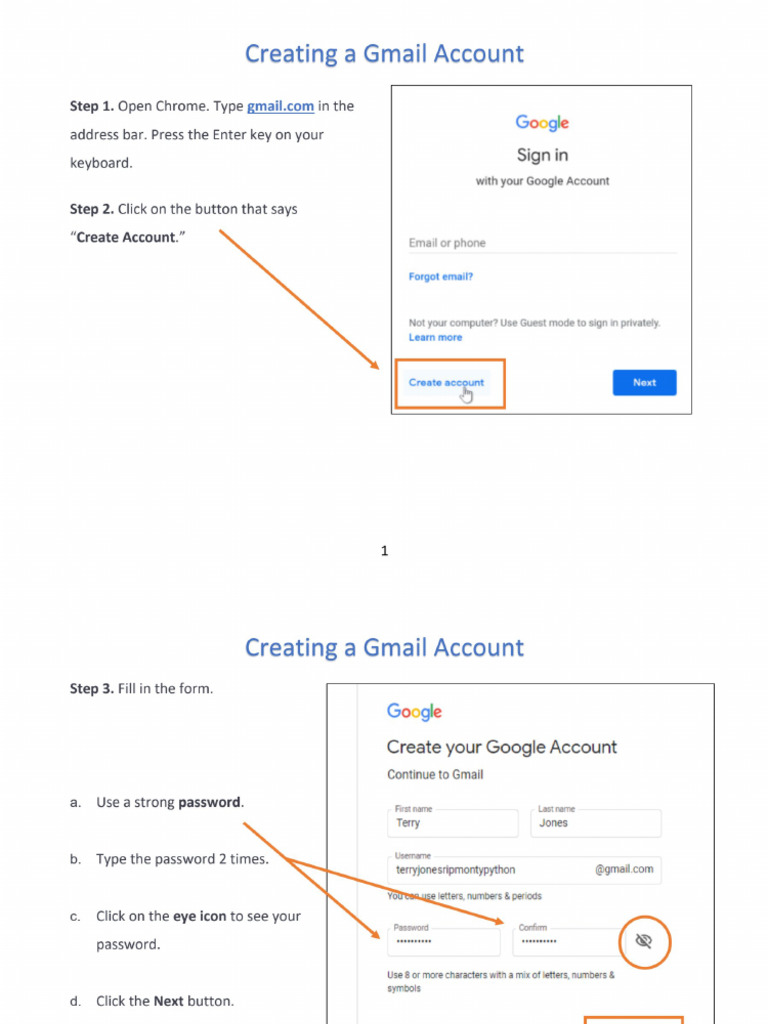 Creating Gmail account | PDF