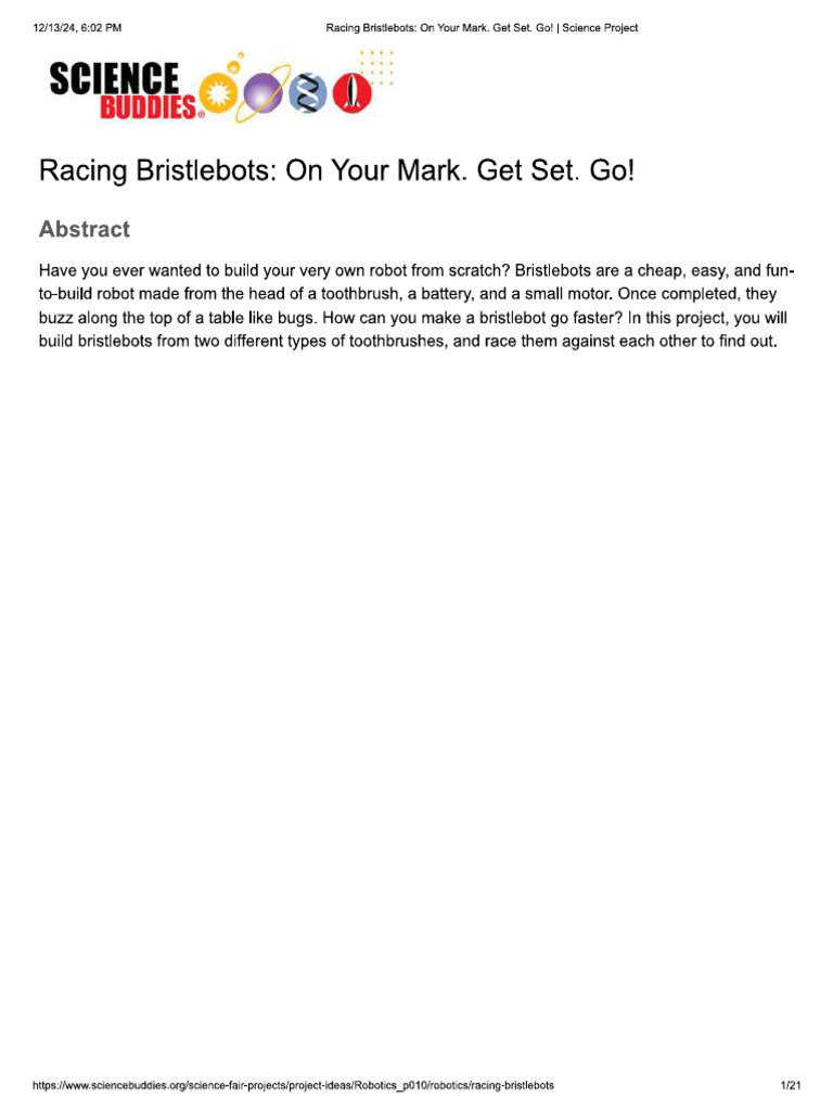 Racing Bristlebots | PDF