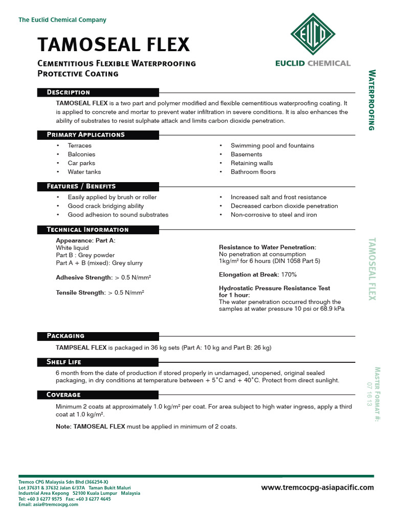 Euclid-Chemical-TDS-Tremco-CPG_TAMOSEAL-FLEX (1) | PDF | Water | Cement