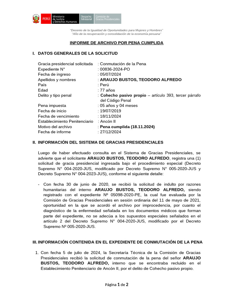 Archivo de Conmutación de Pena en Perú | PDF | Perdón | Ley Pública