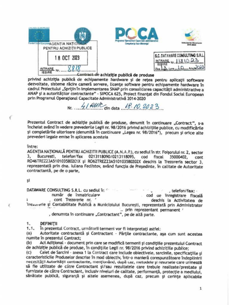 Contract FURNIZARE ECHIPAMENTE HARDWARE | PDF