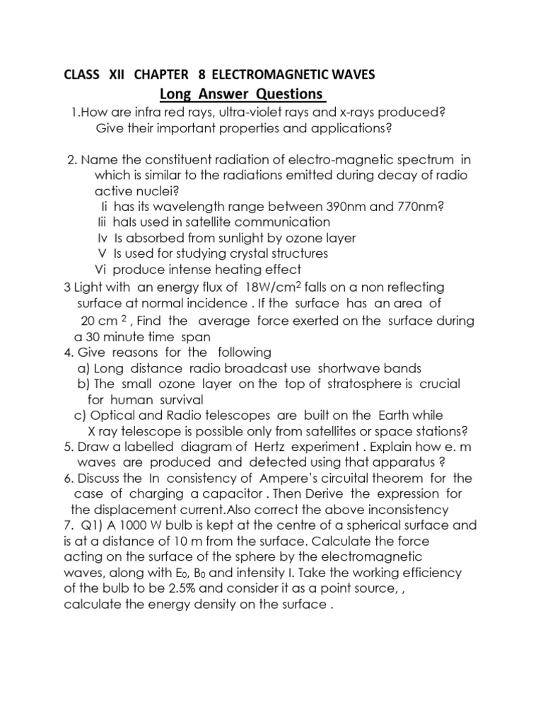 E M Wave LONG ANSWER | PDF
