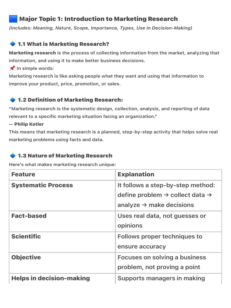 ? Major Topic 1 - Introduction To Marketing Research | PDF | Level Of ...