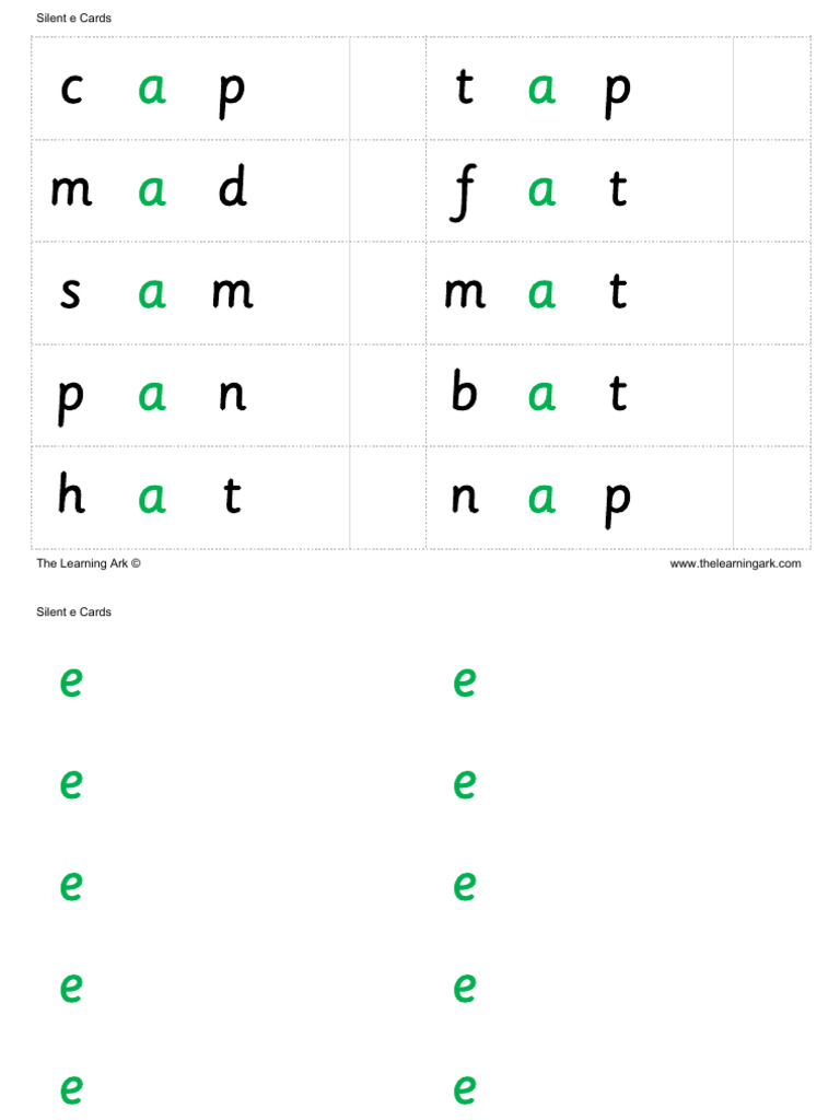 Montessori - silent e flip cards | PDF