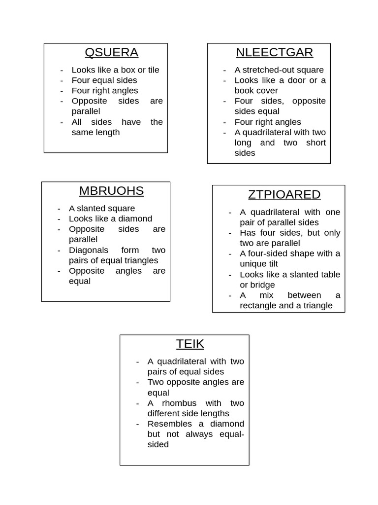 Parallelogram Motivation Activity | PDF