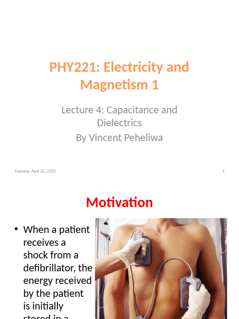 PHY221 Lecture 4 Capacitance and Dielectrics | PDF | Capacitor | Capacitance