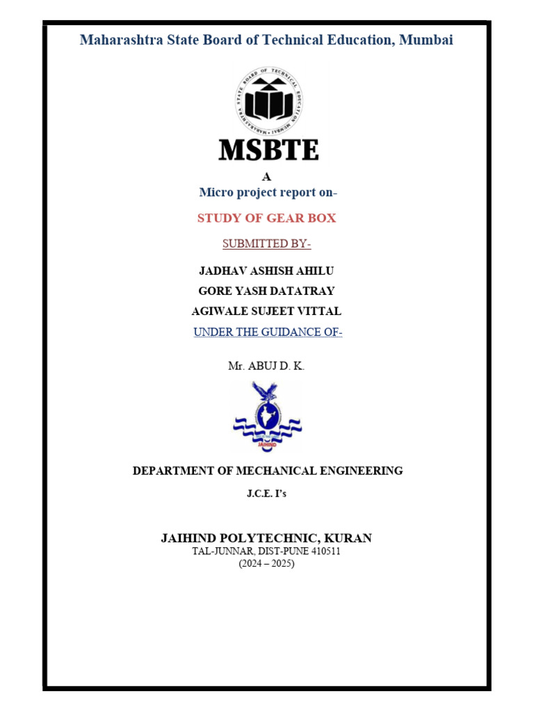 AEN Ashish Micro Project 1111 | PDF | Manual Transmission | Gear