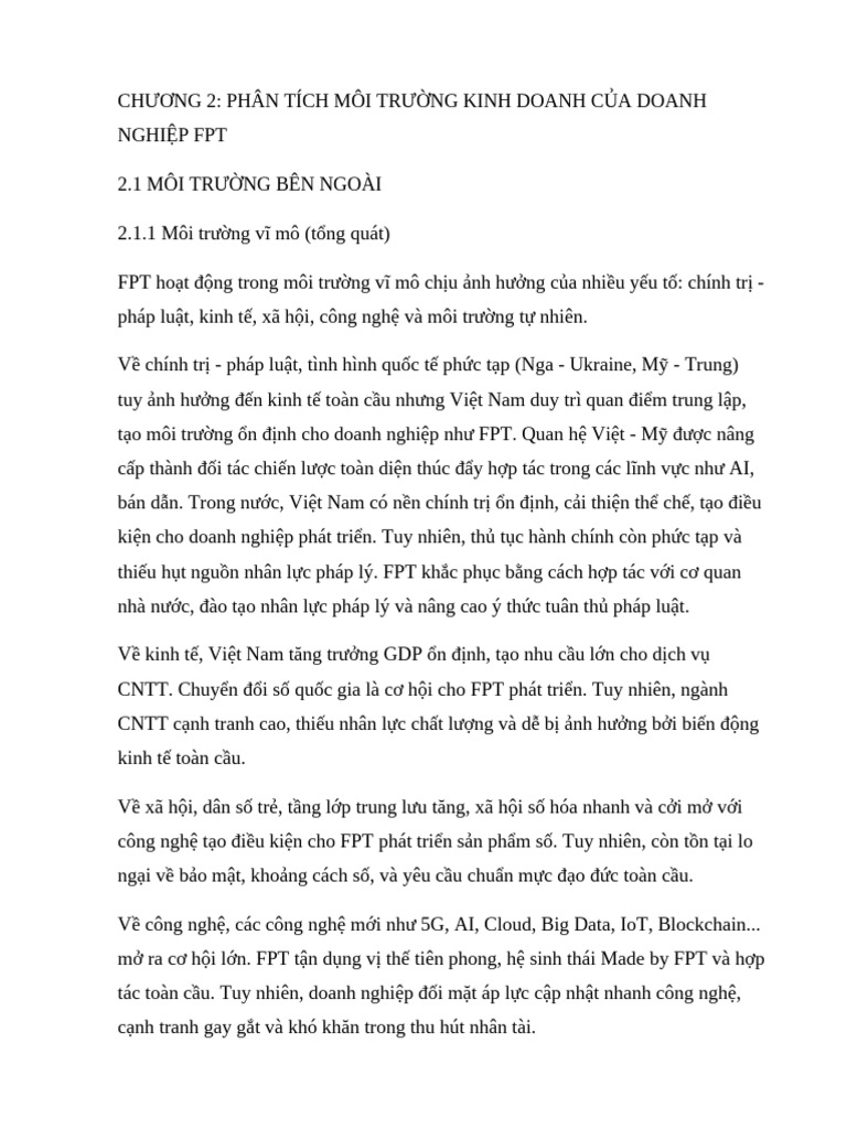 PhanTich MoiTruong FPT ToiUu | PDF