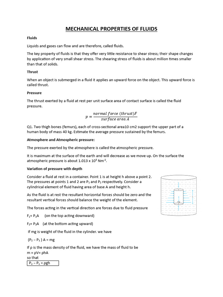 Properties of Fluid Notes. | PDF | Pressure | Viscosity