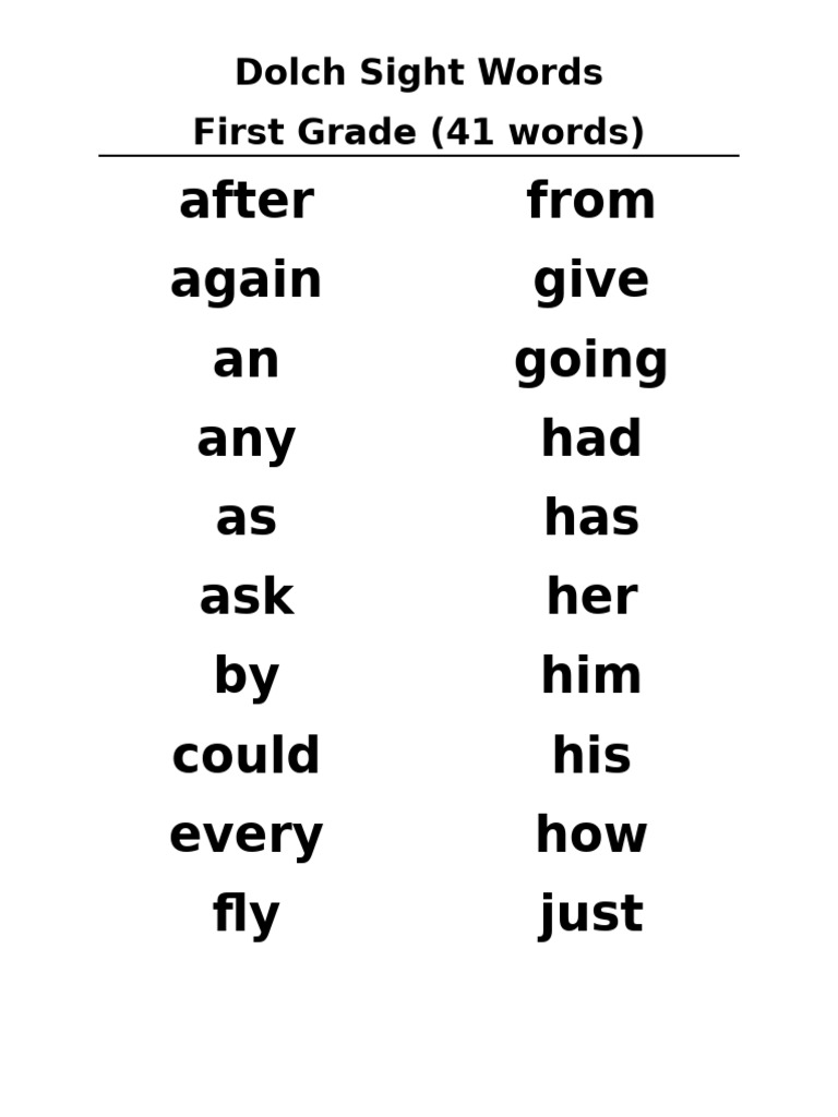 Dolch Sight Words-1st Grade | PDF