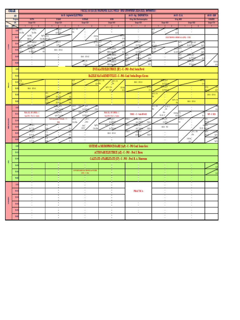 Orar Fie 2024-25 Sem2 an III | PDF