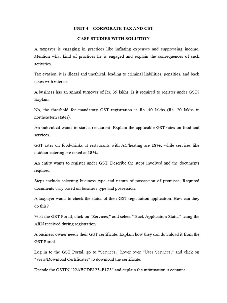 Corporate Tax Planning and GST Case Study | PDF | Value Added Tax | Taxes