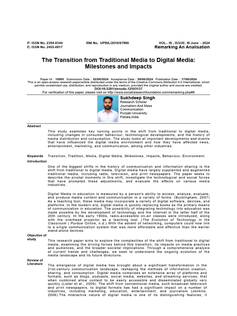 Transition from Traditional to Digital Media | PDF | Mass Media ...