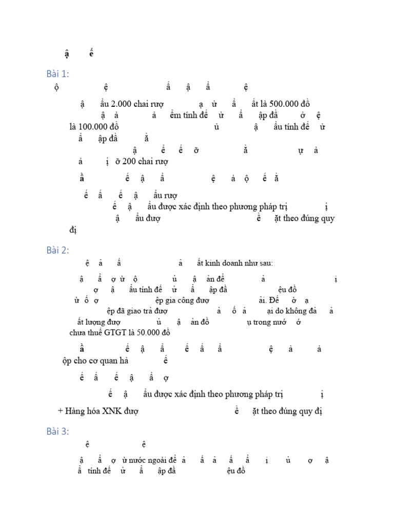 Bài tập thuế XNK 1 | PDF