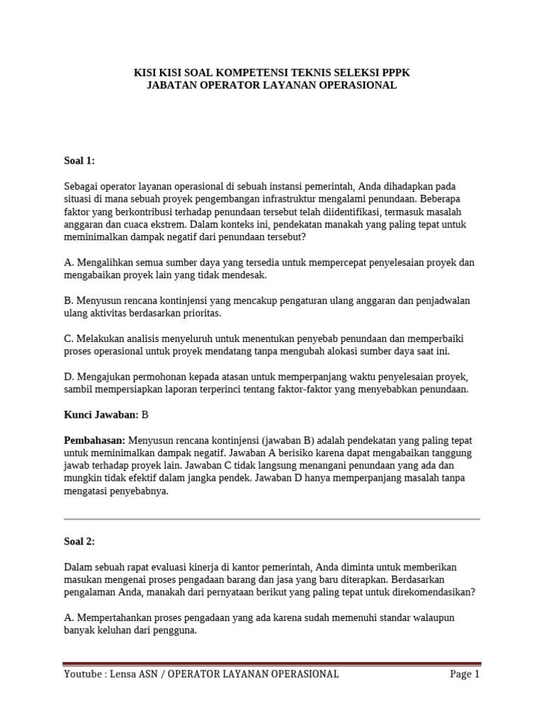 TEKNIS Operator Layanan Operasional PPPK | PDF