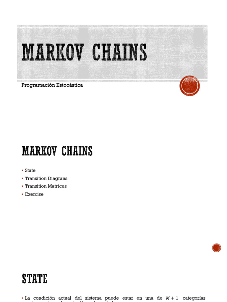 PE Markov Chains | PDF | Proceso estocástico | Probabilidades y ...