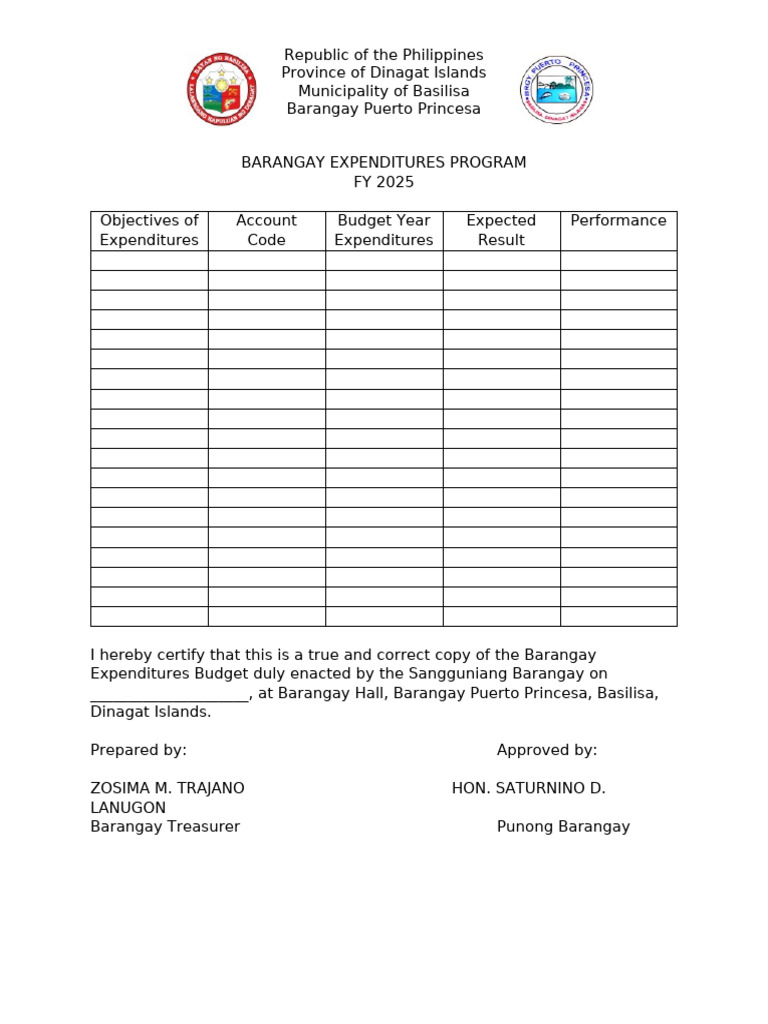 Barangay Expenditures Program | PDF