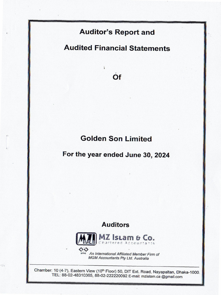 Audited Financial Statements As 30-06-2024 | PDF | Audit | Going Concern