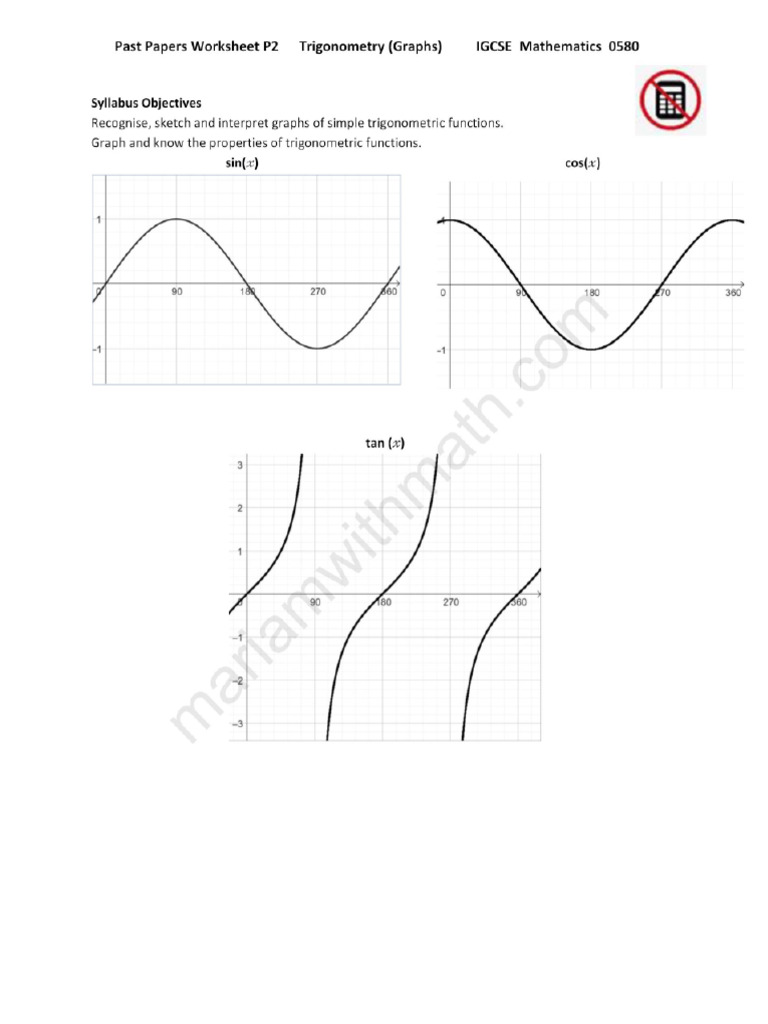 38(g) Trigonometry (Graphs) P2 | PDF