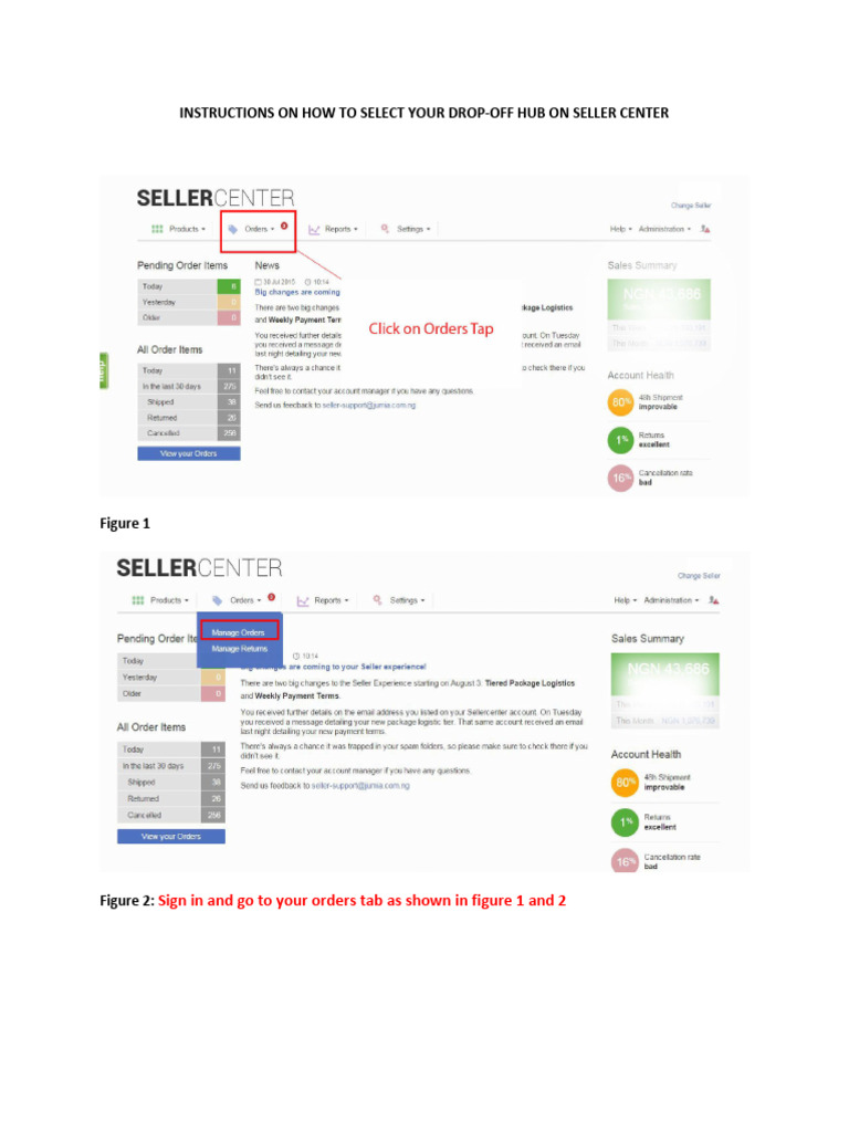 Choosing Your Hub in Sellercenter | PDF