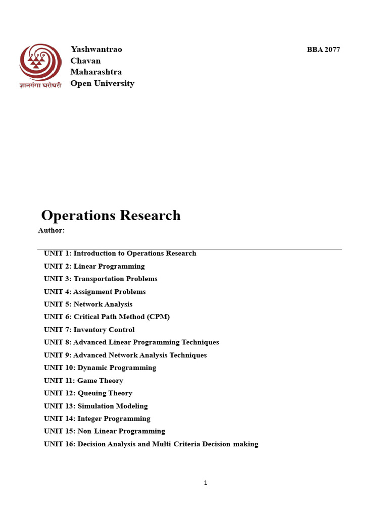 BBA 2077 - Operations Research1 | PDF | Linear Programming ...