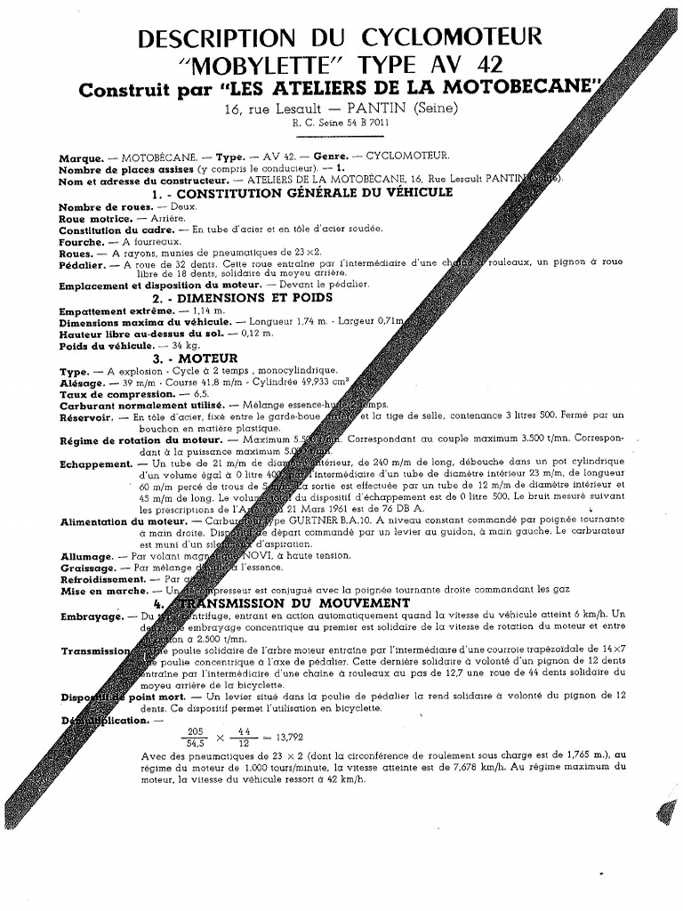 Motobecane Av42 | PDF