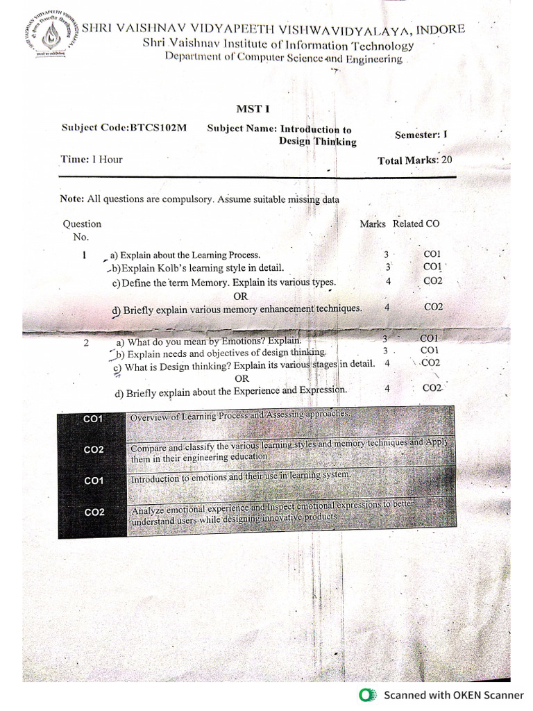 Dlcd + Idt -- Mst 1, 2 , End Sem Paper | PDF