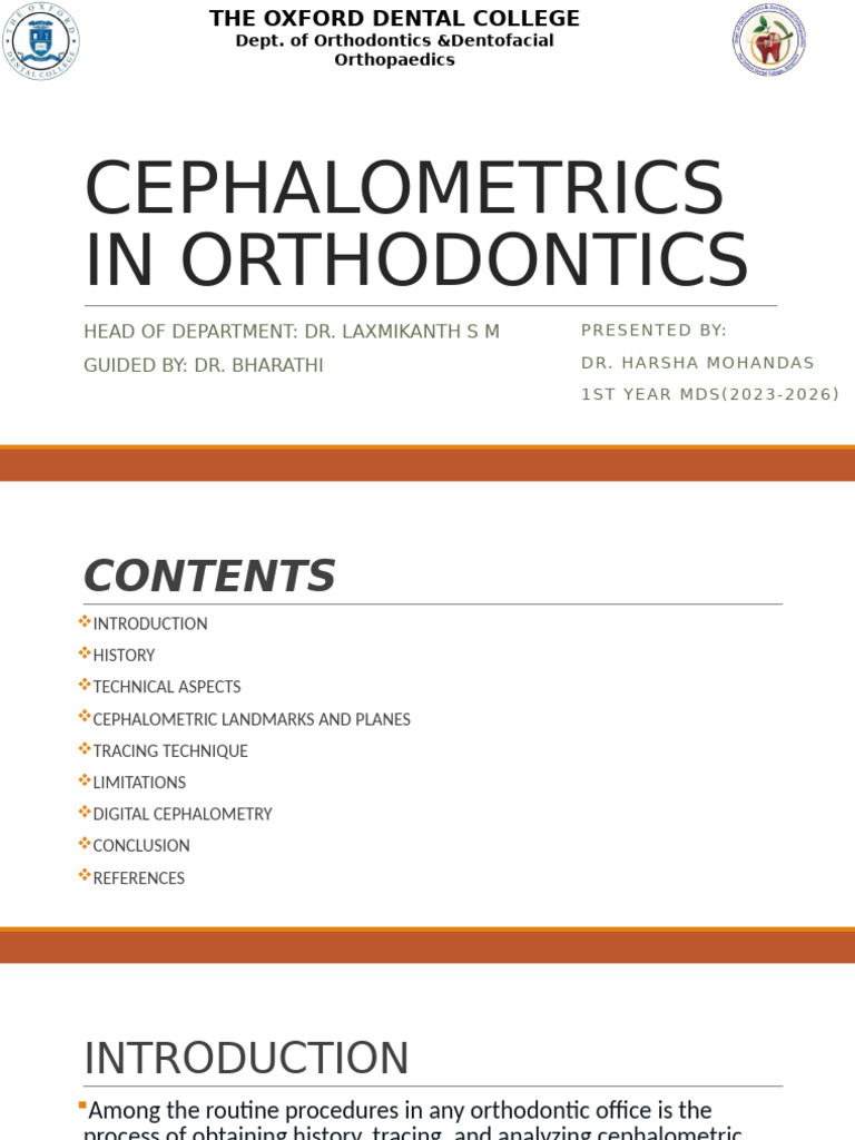 Cephalometrics in Orthodontics | PDF