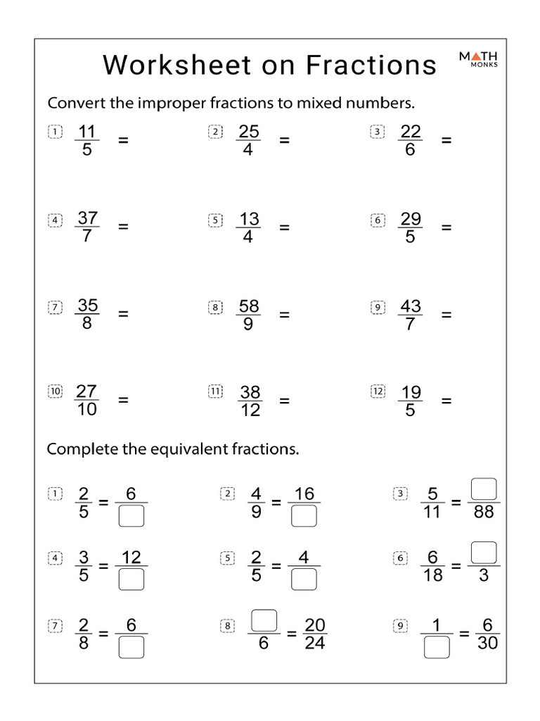 Fractions Worksheets Grade 5 | PDF