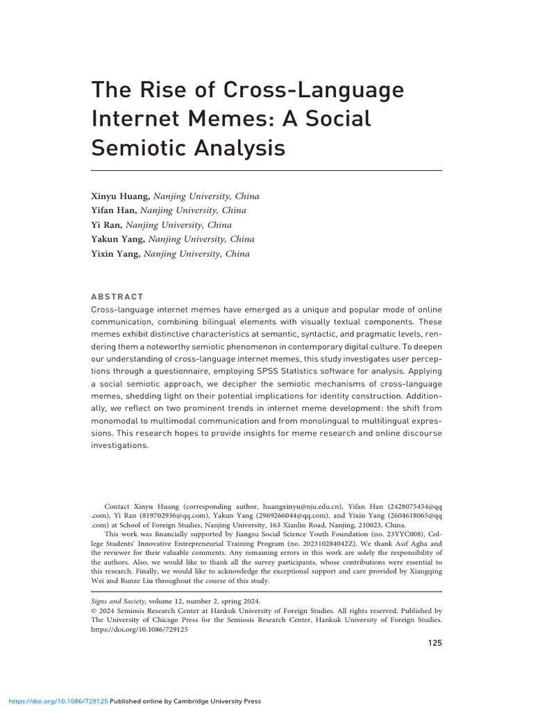 The Rise of Cross Language Internet Memes A Social Semiotic Analysis ...