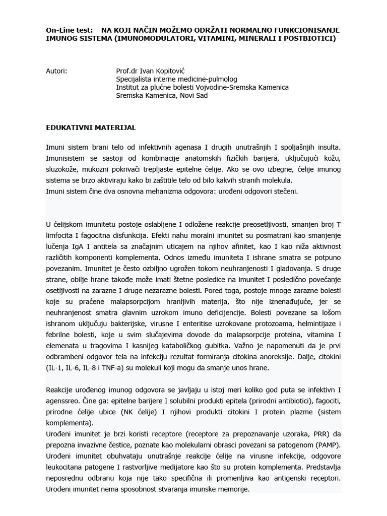 On-Line Test: Na Koji Način Možemo Održati Normalno Funkcionisanje ...