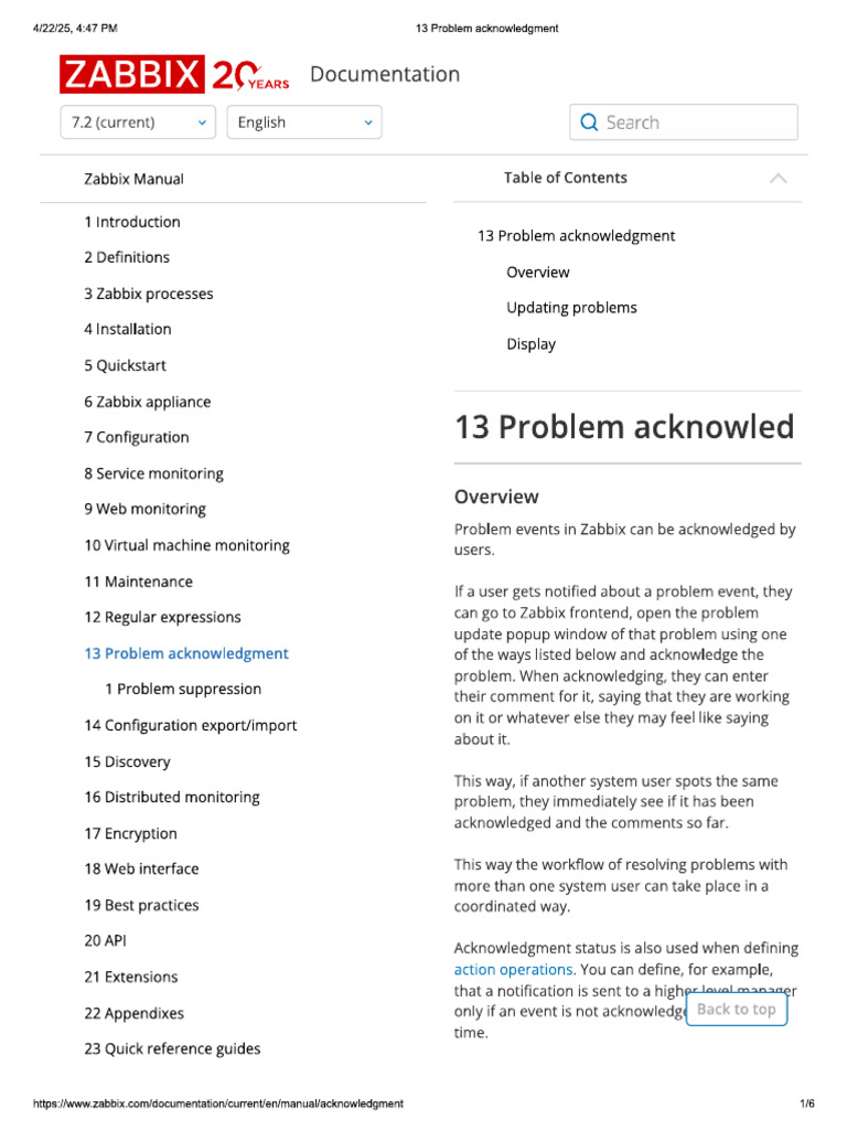 Zabbix Api - Problem Acknowledgement | PDF